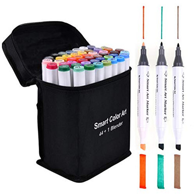 Art Markers, 44 Colors Markers and 1 Blender, 45 Pack Alcohol Based ...