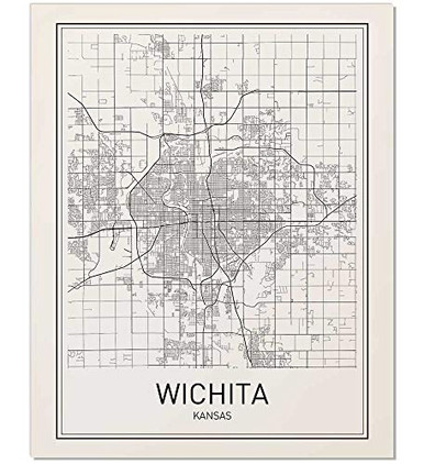 Wichita Poster, Map of Wichita, Wichita Map, City Map Posters, Modern ...