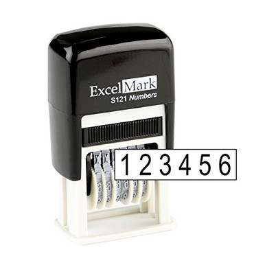 ExcelMark Self-Inking Rubber Number Stamp, Black Numbering Stamp, 6 ...