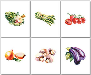 Kitchen Wall Decor Vegetable Art Prints (Set of 6) - 8x10 - Unframed ...