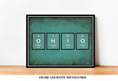 OHIO Periodic Table of Elements Home Office Decor Prints - 8 x 10 ...