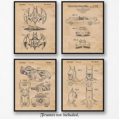 Original Batmobile Patent Art Poster Prints, Set of 4 (8x10) Unframed ...
