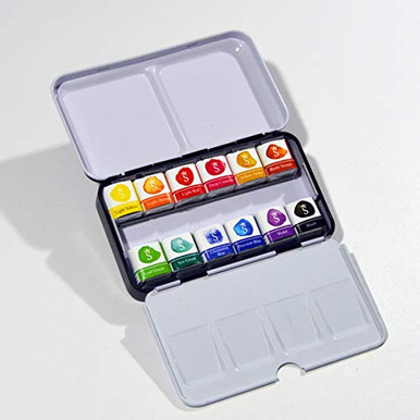 Artist Grade 12 Watercolor Set - SCHPIRERR Farben Half Pan Vibrant Rich ...