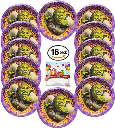 Shrek Party Supplies Birthday Plates Bundle Value Pack Serves 16 Guests ...