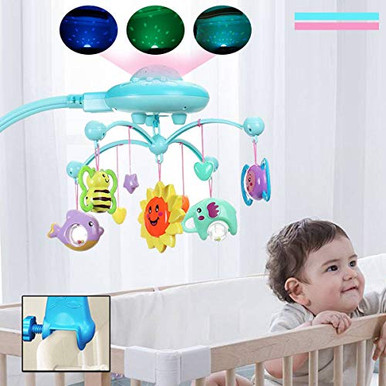 Baby Bed Mobile Musical Cot Crib Rotary Music Box Kid Star Light ...