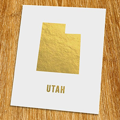 Utah Gold Map Print (Unframed), Gold Foil Print, Gold Foil Art, 8x10 ...