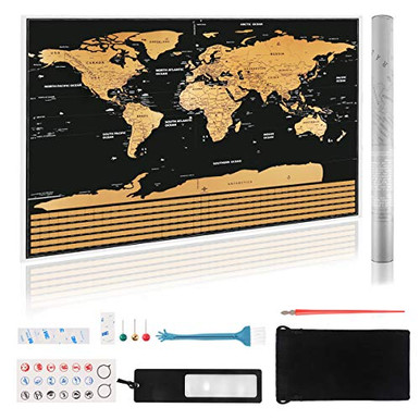 Scratch Off World Map Poster by Globe League - with US States and ...