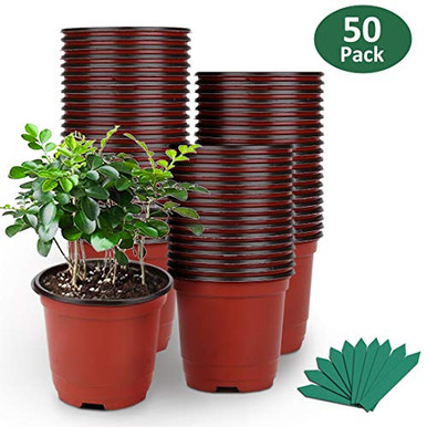 GROWNEER 50-Pack 4" Plants Nursery Pots for Seedling, Flower Plant ...