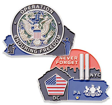 Never Forget 9-11 Challenge Coin - OEF Operation Enduring Freedom ...