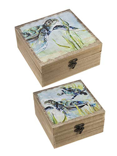 Ganz Sea Turtle Nesting Natural Brown 8 x 8 MDF Wood and Iron Metal ...