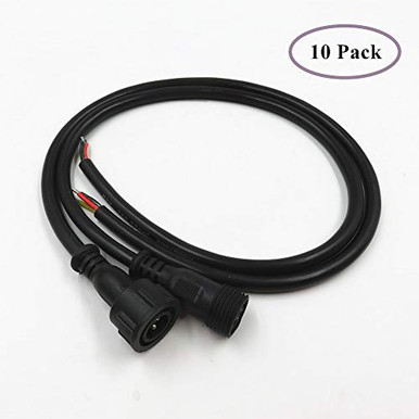 10 Pairs 3 Core Black Pigtail Waterproof Ray Wu Connector for LED Smart ...