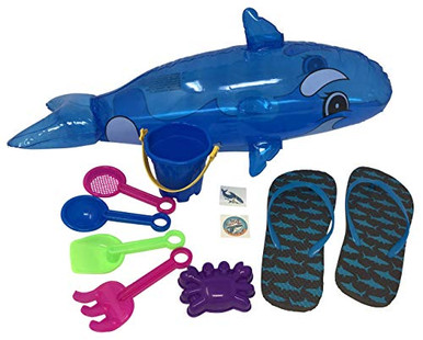 Multiple Shark Themed Boys Flip Flops with Shark Inflatable Pool Float ...
