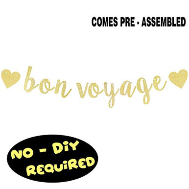 Bon Voyage Gold Glitter Cursive Script Bunting Banner Farewell ...