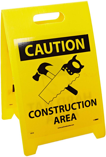NMC FS16 Double Sided Floor Sign, Legend 'CAUTION - HARD HAT AREA ...