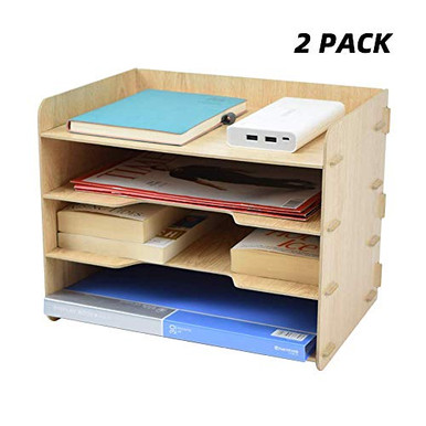 TWOHANDS Letter Tray & Stacking Supports - Paper Tray - 4 Tier Desk ...