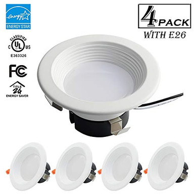 ECOELER 4inch Dimmable LED Recessed Retrofit Kit Downlight, 10.5W 3000K ...
