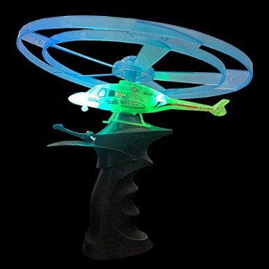 Kicko Flying Light Up Toy - LED Ripcord Helicopter for a Night Glow ...