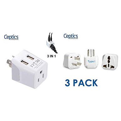 Australia, New Zealand, China Travel Adapter Plug by Ceptics, Dual USB ...
