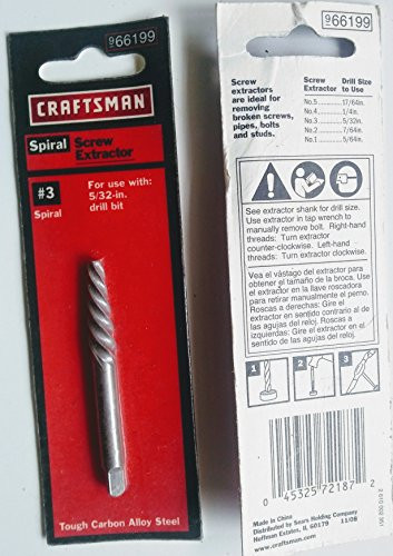 Craftsman Spiral Screw Extractor # 3 for sizes between 5/16-7/16 in ...