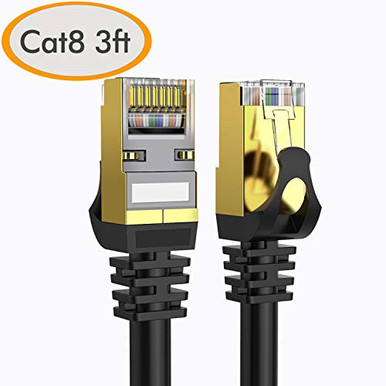 Cat 8 Ethernet Cable 3 ft Shielded, Internet Network Computer Patch ...