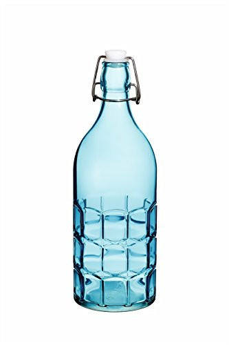 Colorful Reusable Glass Water Bottles With Swing Top Leakproof Cap, 1L ...