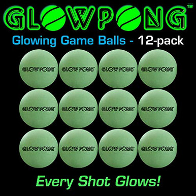GLOWPONG Glowing Game Balls - 12-Pack - for Indoor Outdoor Nighttime ...