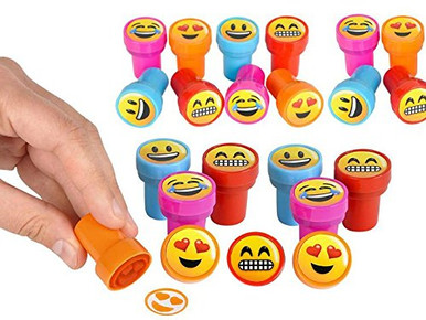 Play Kreative Emoji Ink Stampers -24 pc per Pack -Assorted Colors and Emoticon Stamps ...