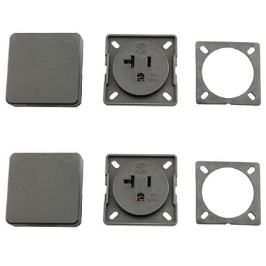Partstock 2PCS 3 Hole Power Socket Outlet with Cover 20A Panel Mount ...