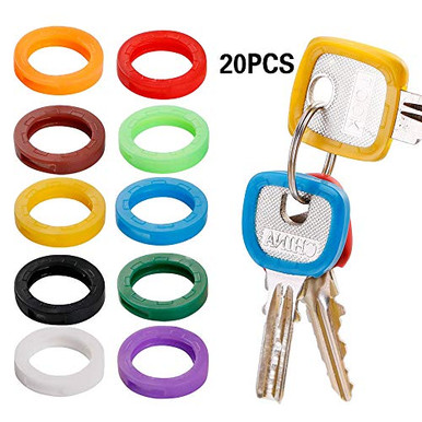 20 Pack Silicone Key Cap Tags,Plastic Key Identifier Rings,Key ID Rings ...