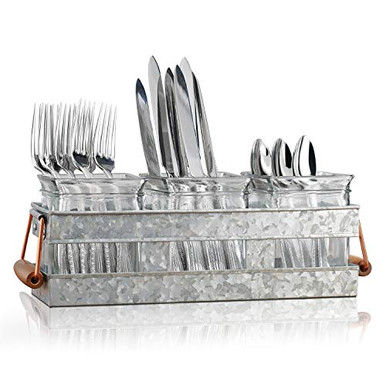 Glass Kitchen Utensil Holder Set - 3 Clear Silverware Jars In ...
