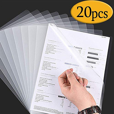 YOTINO 20 Pcs Clear Document Folder Copy Safe Project Pocket, A4 Size L ...