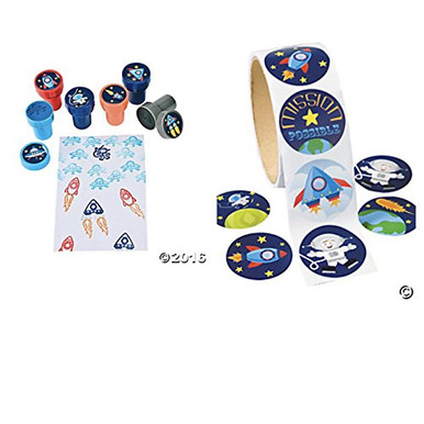 Just4fun 24 Outer Space Ink Stampers & 100 Space Stickers - Arts ...
