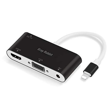 HDMI VGA AV Adapter Conventor,GrayRabbit Video Audio Adapter for iPhone ...
