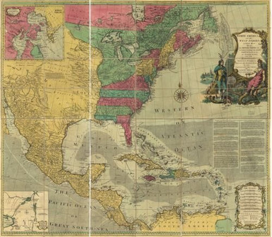1774 Map North America, and the West Indies; a new map, wherein the ...