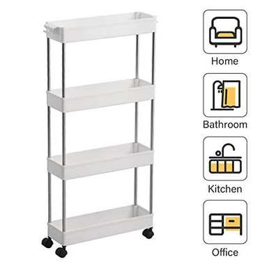 SPACEKEEPER 4 Tier Slim Storage Cart Mobile Shelving Unit Organizer ...