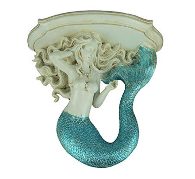 Chesapeake Bay Glittery Coastal Blue and White Mermaid Wall Mounted ...