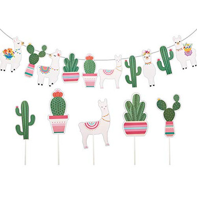 2 Sets Llama Cactus Party Supplies, Includes Llama Cactus Banner ...