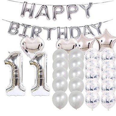 Sweet 11th Birthday Decorations Party Supplies,Silver Number 11 ...
