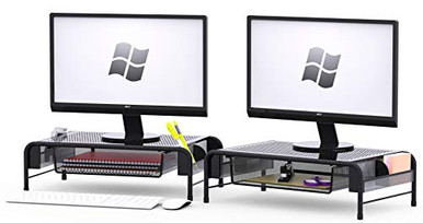 SimpleHouseware 2PK Metal Desk Monitor Stand Riser with Organizer ...