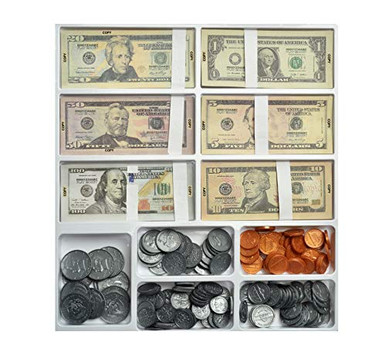 Teacher's Choice Pretend Play Money Set for Kids - 150 School Money ...