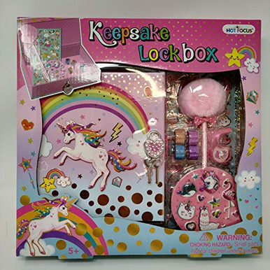 Hot Focus Unicorn Keepsake Lockbox Set: Storage Treasure Box w/Lock ...