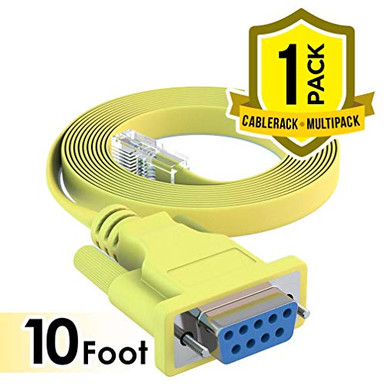 CableRack 10ft DB9 Female to RJ45 Male Rollover Console Cable for Cisco ...
