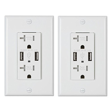BN-LINK In-Wall Outlet with USB Ports, Dual Power Wall Outlet and Dual ...