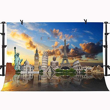 PHMOJEN Global Travel Backdrop World Famous Landmarks Photography ...