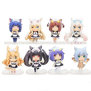L'OGA Anime Nekopara Action Figures 8 pcs/Set Chocola Vanilla Azuki ...