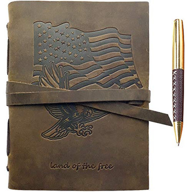 Patriotic Gift American Flag & Eagle Leather Journal Notebook Notebook ...