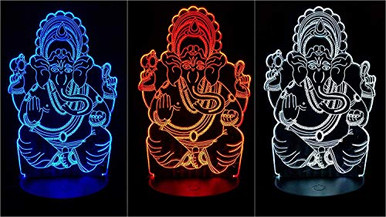 Shree Ganesh Lamp, Ganesh Statue Lamp, Ganesha Night Light, Multi Color ...