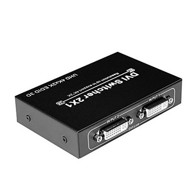 DVI Switcher 2x1 with IR Remote 2 inputs 1 Output DVI-D Switch Box 4K ...