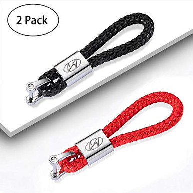 Mycaron Couples Car Keychain Braided Leather Key Chain Fit for Hyundai ...