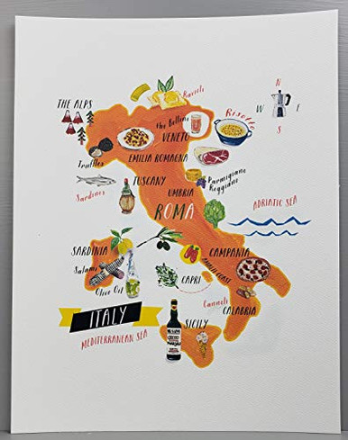 Nancy Nikko Italian Food Map, Food Regions of Italy, 8 1/2 x 11 ...